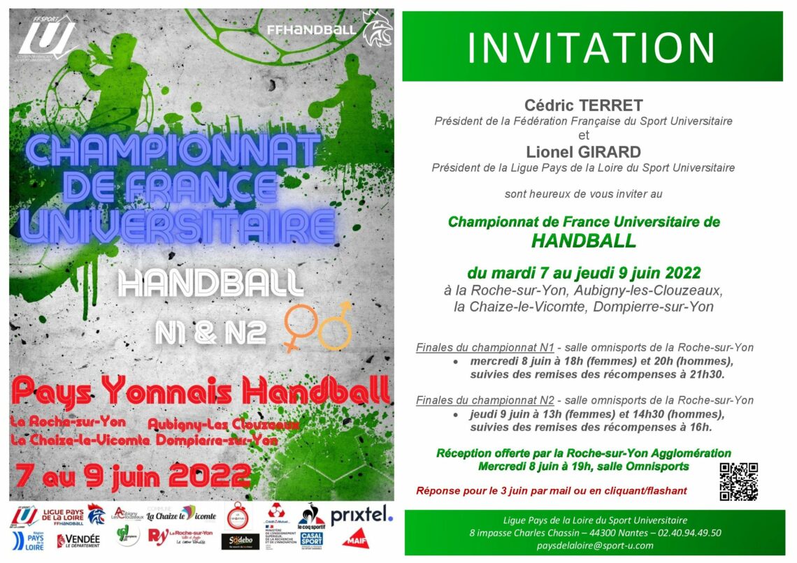 Championnat de France Universitaire de Handball - Invitation - Ligue ...
